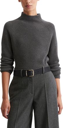 Marc O'Polo Damen Strickpullover aus Bio-Baumwolle Langarm, Grau (Deep Grey Melange), XXS