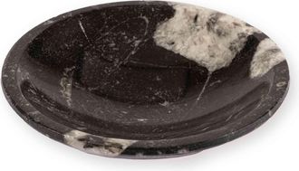 NKlaus Fossilien-Schale 10 cm - Handgefertigte Schale aus schwarzem Marmor mit echten Orthoceras & Ammoniten, edles Naturstein-Dekor f&uuml;r Wohnraum & Sammler