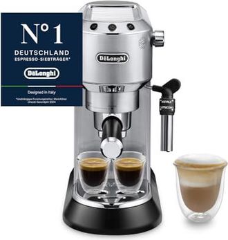 DeLonghi Dedica Style - Perfetto Kompakte Siebtr&auml;germaschine Espressomaschine mit Tasten, manuellem Milchaufsch&auml;umer f&uuml;r Espresso und Cappuccino, ESE Pad geeig