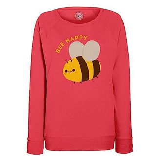 Fabulous Sweatshirt Femme Rouge Abeille Bee Happy Illustration Humour Mignon