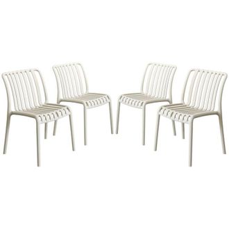 Sweeek Lot de 4 chaises de jardin en plastique beige. empilables. d&eacute;j&agrave; mont&eacute;es