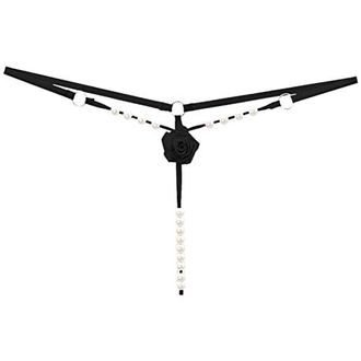 Generic Culotte Ventre Plat pour Femme, Sexy Gland Maille Perle Slips évider Crochet à Lacets Tongs G String Lingerie sous-vêtements (Black, One Size)