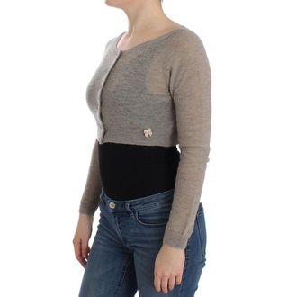 Ermanno Scervino Womens Beige Alpaca Leather Cardigan Clothing