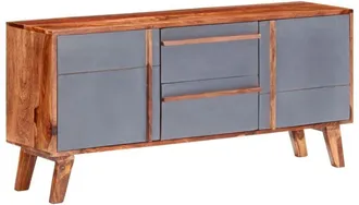 vidaXL Sideboard Grau 120x30x55 cm Massivholz Vidaxl