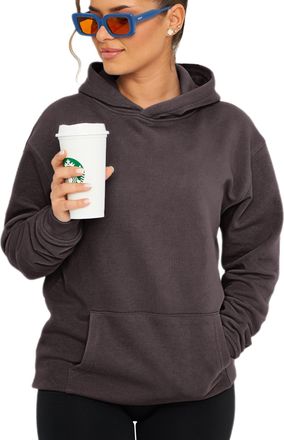 Behype. Damen Oversize Hoodie Kapuzenpullover Einfarbig Basic Heavy Blank Pullover Unifarben Kapuzen-Sweatshirt F&uuml;r Frauen DC_Damen_8001-Anthra-3XL