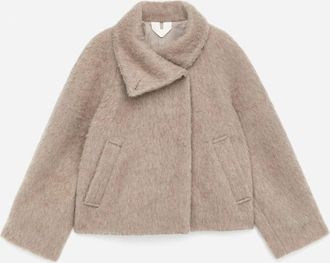 Arket Jacke Mit Stehkragen Aus Wolle Und Alpakawolle -Beige
