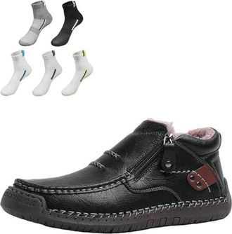 Generic Bottes de conduite &agrave; enfiler en cuir de qualit&eacute; sup&eacute;rieure pour homme - Fermeture &eacute;clair lat&eacute;rale antid&eacute;rapante - Bout large - Pour la randonn&eacute;e, la m