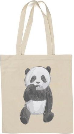 Generic Sac fourre-tout en coton naturel avec motif panda ourson mignon blanc