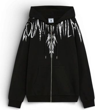 Marcelo Burlon Homme, Sweatshirts et sweats &agrave; capuche, Noir, Taille: XL Sweat &agrave; capuche zipp&eacute;