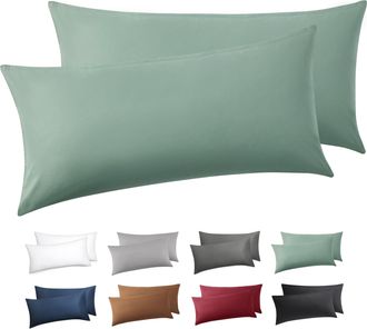 Bedsure Kissenbezug 40 x 80 2er Set - 100% Baumwolle Kopfkissenbezug 40x80, Kissenbezüge mit Reißverschluss, Kissenhülle - Weich Atmungsaktiv und Langlebig, O