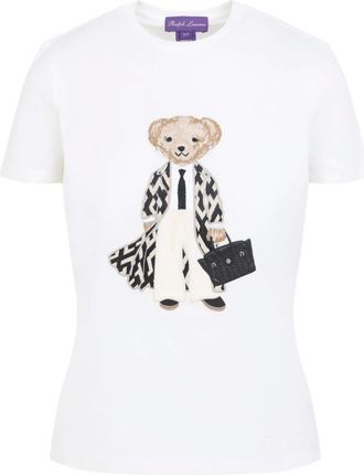 Ralph Lauren Femme, Tops, Beige, Taille: 38 FR Polo Bear Cotton T-shirt