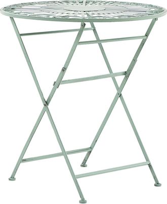 Beliani Stilvoller Gartentisch Metall grün rund zusammenklappbar Trento