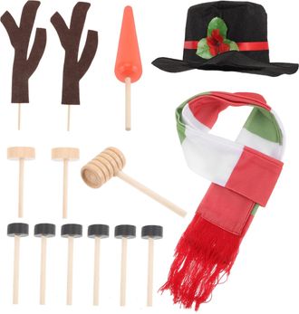 Aboofan Weihnachts Schneemann Kost&uuml;mset 16 St&uuml;ck mit Gro&szlig;er M&uuml;tze Rot Wei&szlig; Gr&uuml;ner Schal Leichtes Selbstgemacht Dekorationszubeh&ouml;r f&uuml;r Outdoor Schneebau und Wi