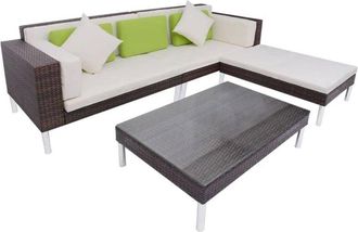 vidaXL Vidaxl - Salon de jardin 4 pcs avec coussins Résine tressée Marron