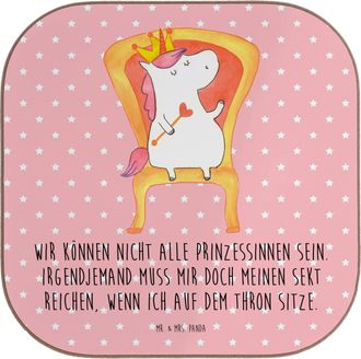 Mr. & Mrs. Panda Coaster Einhorn Prinzessin - Geschenk, Untersetzer Glas, Holzuntersetzer, Monat, gl&auml;seruntersetzer, Tassenuntersetzer, Geburtstag, Unicorn, f&uuml;r Gl&auml;ser