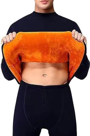 Generic Ensemble de sous-vêtements thermiques pour homme - Doublure en polaire - Couche de base - Haut et bas - Équipement chaud pour le ski, la chasse et le 