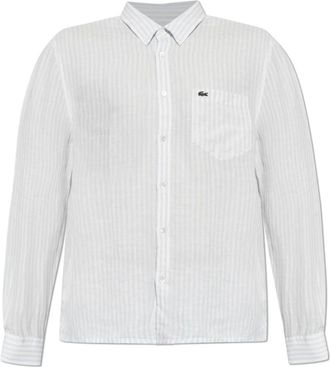 Lacoste Homme, Chemises, Bleu, Taille: XL Chemise en lin ray&eacute;e coupe classique