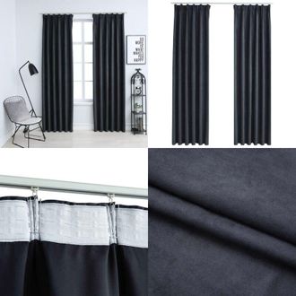 vidaXL Verdunkelungsvorh&auml;nge mit Haken 2 Stk. Anthrazit 140x245 cm - Elegante Vorh&auml;nge - Wohnraumdekoration - Gardine - Vorhang Anthracite - Polyester