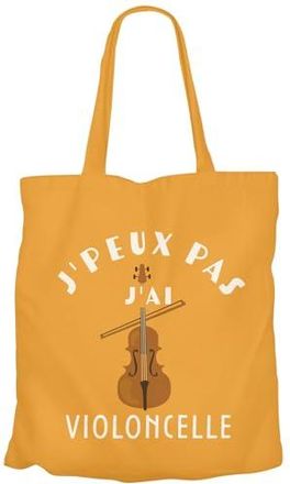 Fabulous Tote Bag Sac Shopping en Toile Orange - JPeux Pas Jai Violoncelle Orchestre Musique Classique - 10 L