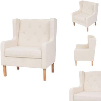 vidaXL Sessel Cremewei&szlig; Stoff - Bequemer Sessel - Cremefarbener Sessel - Polstersessel - Wohnzimmersessel - Gem&uuml;tlicher Sessel