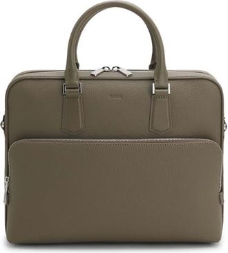 BOSS Cuir serviette sac à épaule New Crosstown Document Case Open Brown taupe
