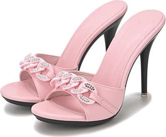 Miyoopark Mules sexy pour femme avec talon aiguille Mule d&eacute;t&eacute;, T88 strass rose, 43 EU