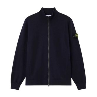 Stone Island RWS-Wollpullover mit Rei&szlig;verschluss und Stretch - - Jackets - Herren - Blau - 2XL