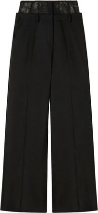 Patrizia Pepe Femme, Pantalons, Noir, Taille: 38 FR Pantalon Palazzo avec Taille en Dentelle