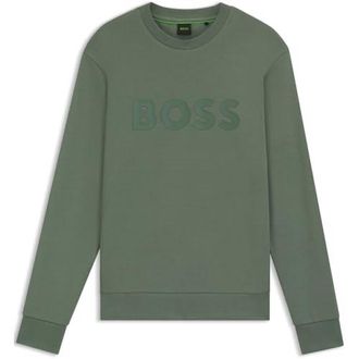 BOSS Boss Salbo Sweat-Shirt pour Homme en Coton Stretch avec Logo Style Sandwich, Open Green, M