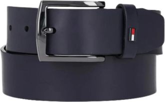Tommy Hilfiger Homme, Accessoires, Bleu, Taille: 125 CM Ceinture en cuir Denton avec drapeau &eacute;maill&eacute;