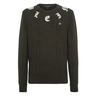 Philipp Plein Pullover Rundhals Monogram - - Knitwear - Herren - Gr&uuml;n - 2XL