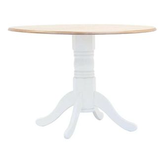 Les Tendances Table &agrave; manger ronde ch&ecirc;ne clair et h&eacute;v&eacute;a massif blanc Nyca