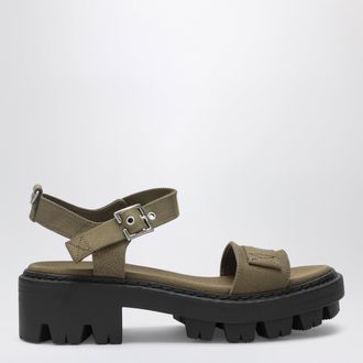 Prada Sandalen aus Canvas in Milit&auml;rgr&uuml;n