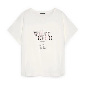 Fiorella Rubino Baumwoll-T-Shirt mit motivierendem Slogan - - Tops - Damen - Wei&szlig; - XL