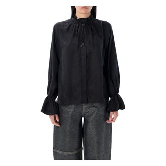 Ganni Femme, Blouses et Chemises, Noir, Taille: 38 FR Chemise &agrave; lacets