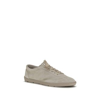 Brunello Cucinelli Mens Beige Calf Leather Bos Taurus Low Top Sneakers