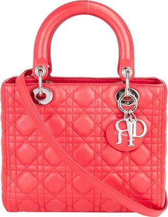 Dior Crossbody Bags - Christian Dior Quilted Leather Lady Dior Handbag - Gr. unisize - in Rot - f&uuml;r Damen