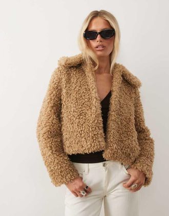 Calvin Klein Jeans Veste teddy en fausse fourrure - Marron