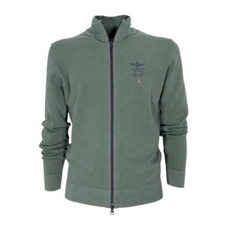 Aeronautica Gr&uuml;ner Baumwoll Full Zip Pullover Ma1393 - - Sweatshirts & Hoodies - Herren - Gr&uuml;n - 3XL