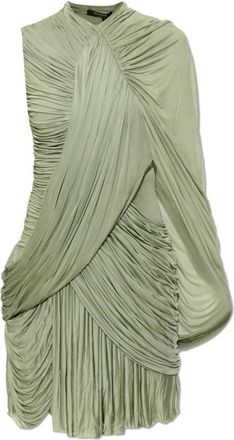 Balmain Flie&szlig;endes Jersey-Kleid mit Drapierung - - Dresses - Damen - Gr&uuml;n - XS
