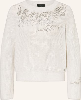 Monari Monari Pullover Mit Glitzergarn Und Schmucksteinen weiss
