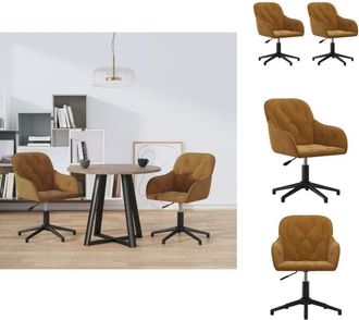 vidaXL Esszimmerst&uuml;hle 2 Stk. Drehbar Braun Samt - Esszimmerst&uuml;hle - Drehbare St&uuml;hle - Samtst&uuml;hle - Braune M&ouml;bel - Wohnzimmersessel
