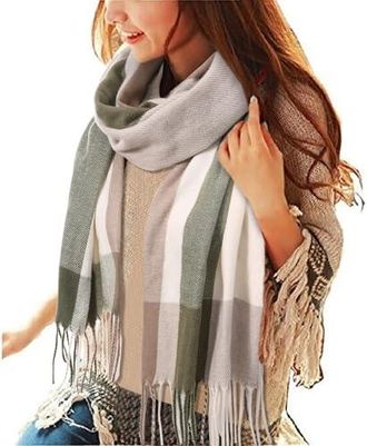 Heekpek Grande Taille Femme Homme Echarpe Hiver Chaud en Cachemire Imitation Carreaux Doux &eacute;charpe &eacute;pais Pull Ch&acirc;le Mode &eacute;charpe Fra&icirc;che Cadeau Unisexe Cadeau