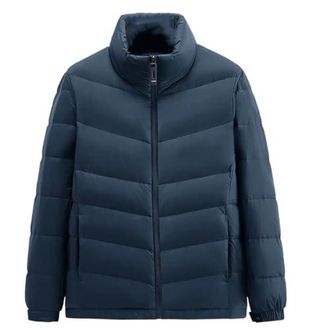 Generic Doudoune à col montant pour homme, chaude, coupe-vent, légère, décontractée, pour lextérieur, bleu, 6XL