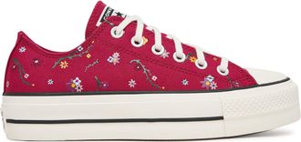 Converse Sneakers aus Stoff Converse Chuck Taylor All Star Lift Platform Embroidered Floral Patchwork A15535C Dunkelrot