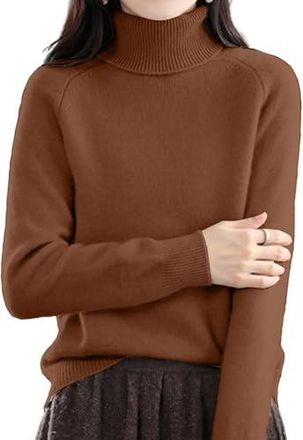 Generic Pull en cachemire surdimensionn&eacute; &agrave; col roul&eacute; pour femme - Haut &agrave; manches longues - Pull l&eacute;ger pour femme - Couleur unie - Doux - Pull uni - Automne et