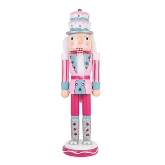 BESPORTBLE 35 cm gro&szlig;er Nussknacker-Soldat, h&ouml;lzerne Nussknacker-Figur, rosa Nussknacker-Soldat, festliches Glitzer-Ornament f&uuml;r Weihnachtsfeier