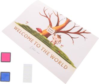 DOITOOL Fingerabdruckbaum Gästebuch Gender Reveal Party Dekoration mit Poster und Stempelkissen für Babyparty Unvergessliche Gästebucheintrag Kreative Shower 