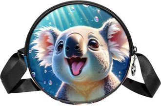 Generic Koala Petit sac &agrave; bandouli&egrave;re circulaire pour femme, sac &agrave; bandouli&egrave;re r&eacute;glable avec fermeture &eacute;clair, sac &agrave; main rond d&eacute;contract&eacute; pour femmes et fill
