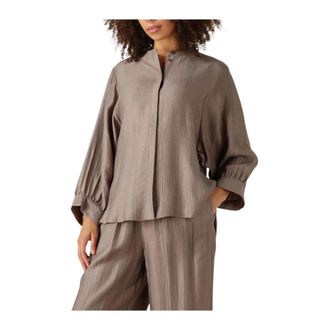 Knit-ted Taupe Chris Bluse f&uuml;r Stilvolle Bequemlichkeit - - Blouses & Shirts - Damen - Grau - L